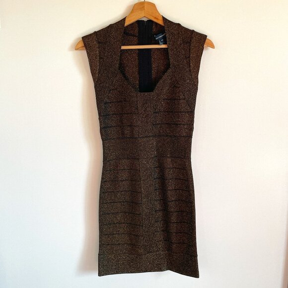 French Connection | Dresses | French Connection Gold Metallic Bandage ...